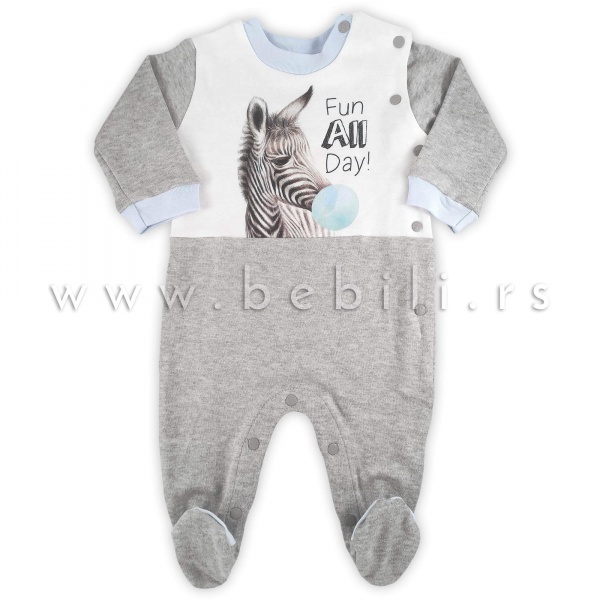 MyBaby Pamučna zeka za bebe sa stopicom Siva Zebrica - Bebili